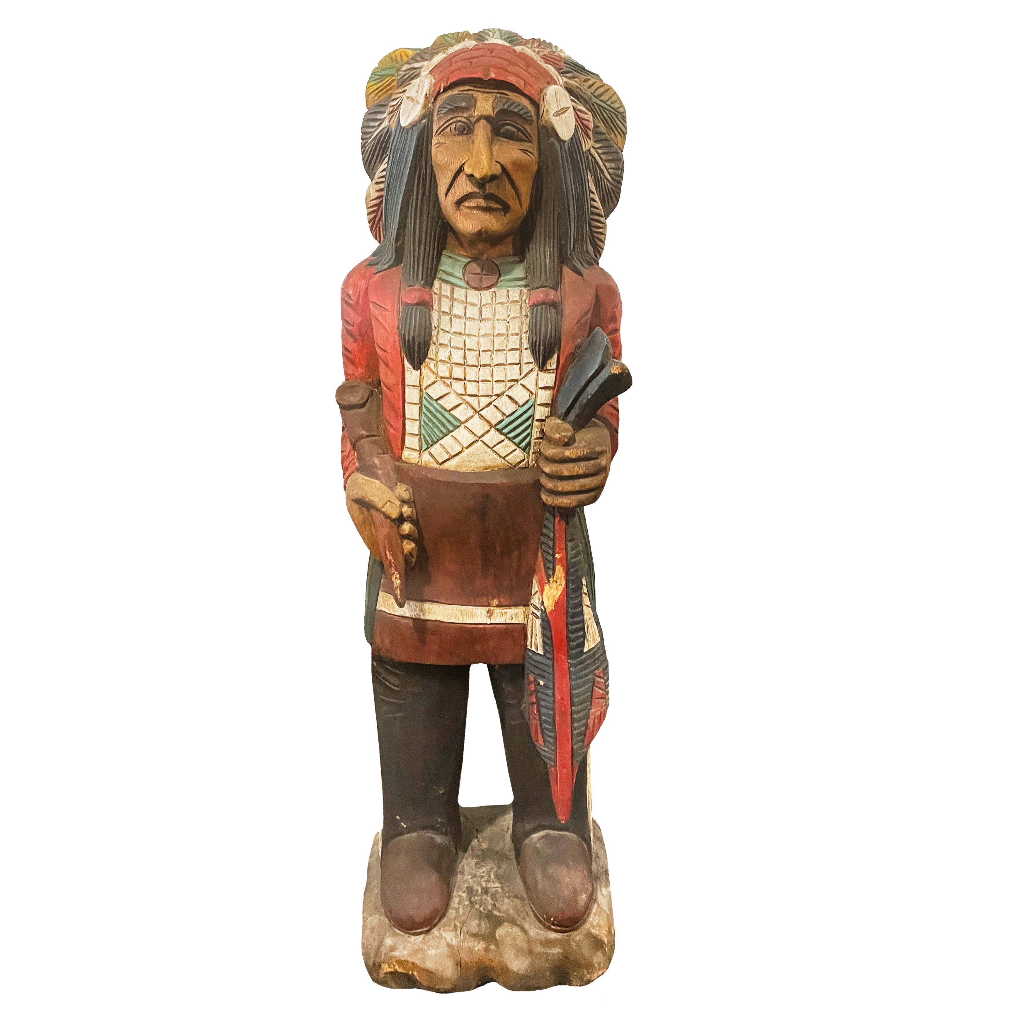 Handcrafted Wooden Native American Chief Statue for Home Décor – Art By God